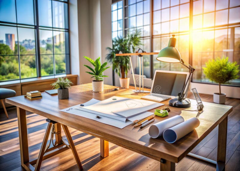 Modern Architectural Planning and Design Workspace with Drafting Table ...