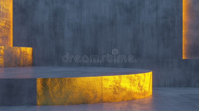 Modern Architectural Podium with Textured Surface and Ambient Lighting ...
