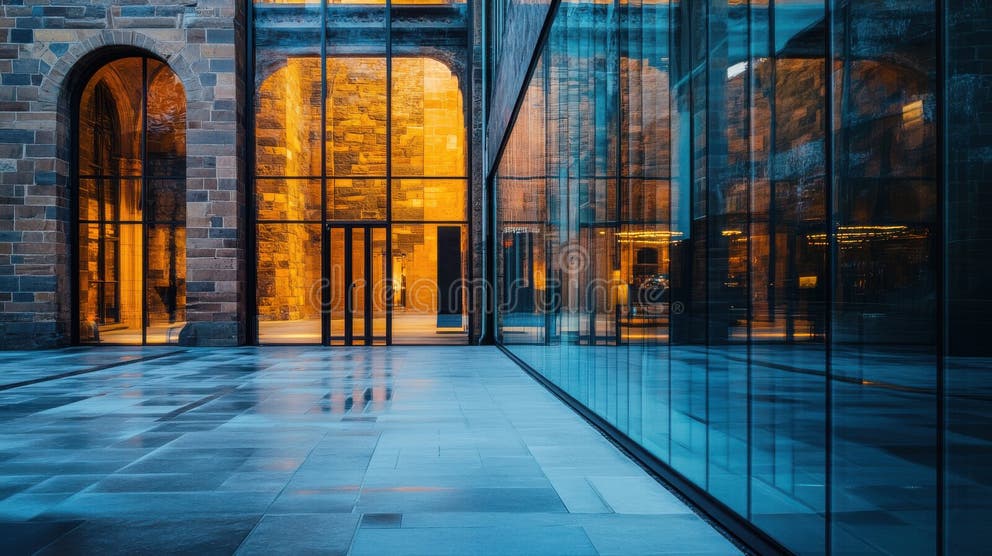 Modern Architectural Reflection with Historic Elements in Urban Setting ...