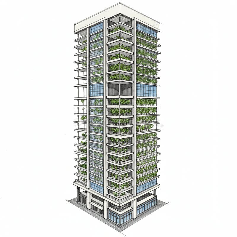 A Modern Architectural Rendering of a High-rise Building Featuring a ...