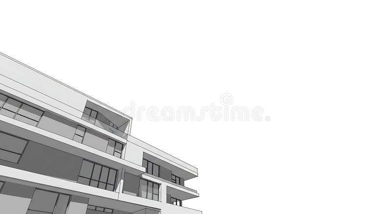 Modern Architectural Rendering of a Multi-story Building with Clean ...