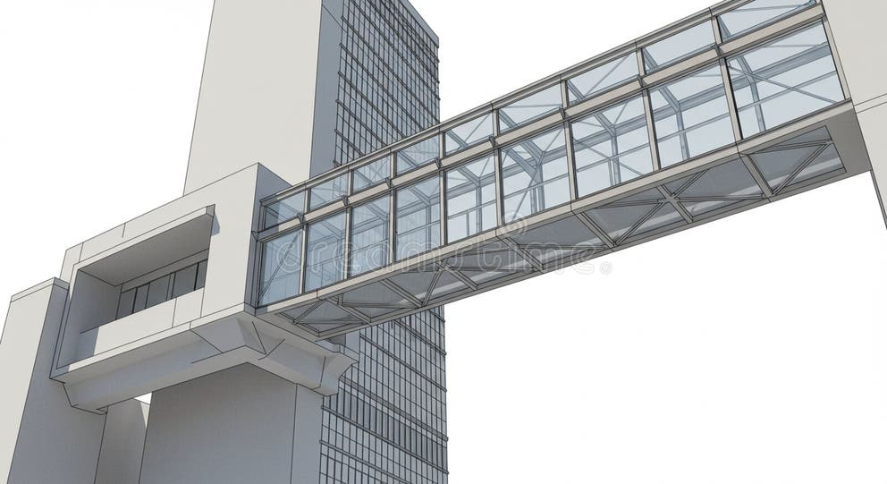 A Modern Architectural Rendering of a Skybridge Connecting Two ...