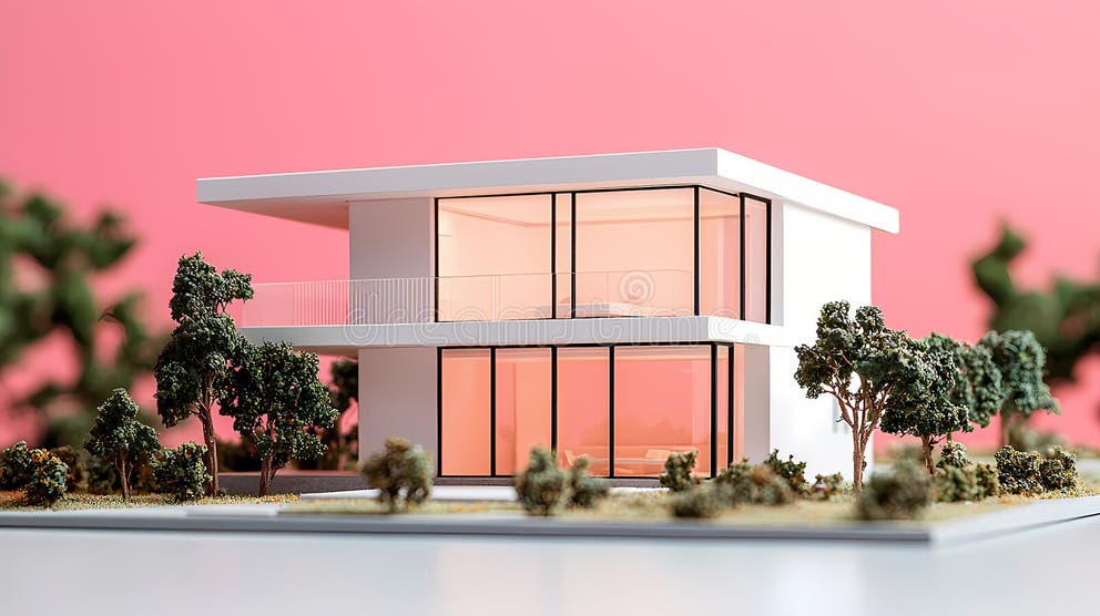 Modern Architectural Scale Model House with Illuminated Interior and ...