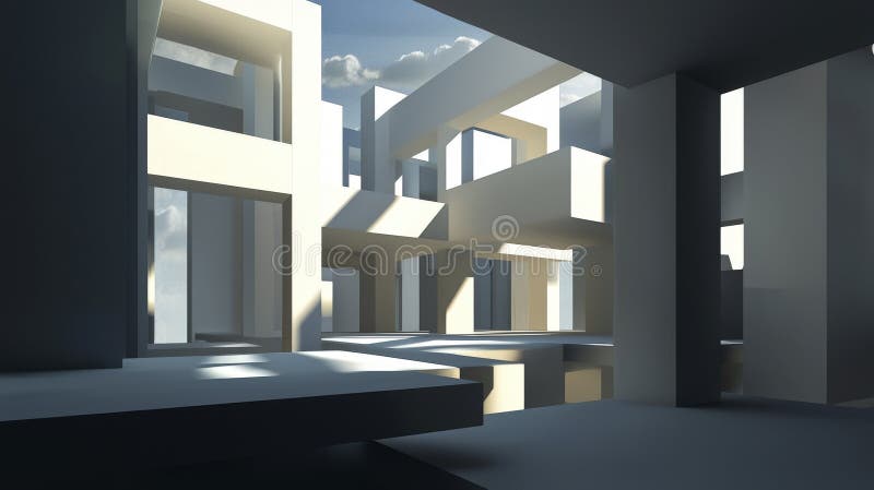 Modern Architectural Scene Showcasing Open Spaces in a Futuristic ...