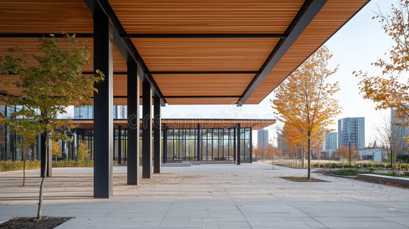 Modern Architectural Setting Features a Spacious Outdoor Area with ...