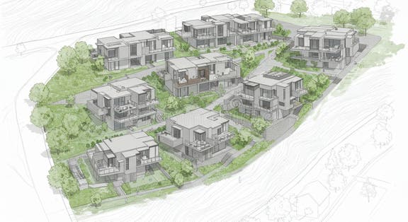 Modern Architectural Site Plan Features Multiple Rectangular Buildings ...