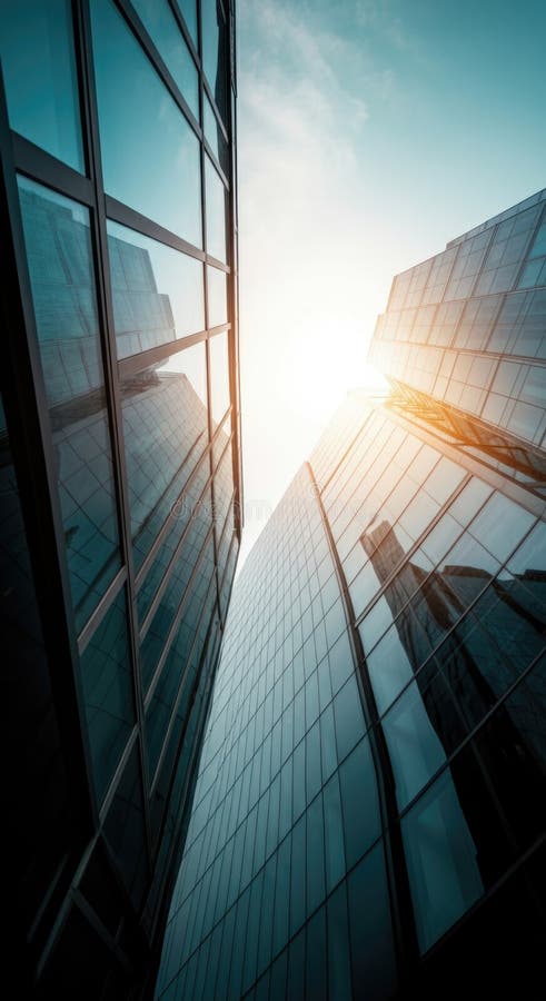 Modern Architectural Skyscraper Reflecting Sunlight with Glass Facade ...