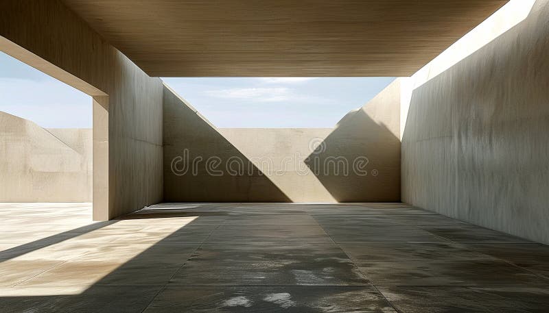 Modern Architectural Space with Dynamic Shadows and Serene Atmosphere ...