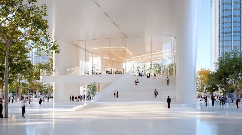 Modern Architectural Design with Stepped Entrance and Daytime Activity ...