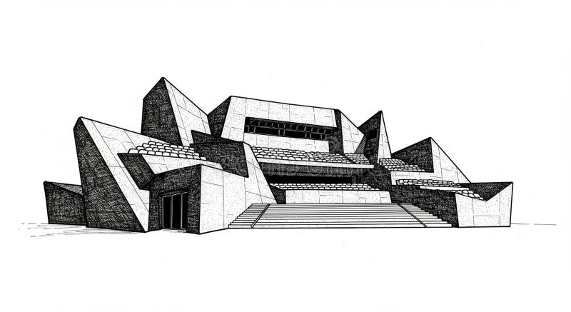 Modern Architectural Structure with Angular, Geometric Design Elements ...