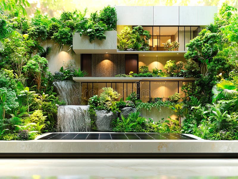 A Modern Architectural Structure, Blending with Lush Greenery and a ...