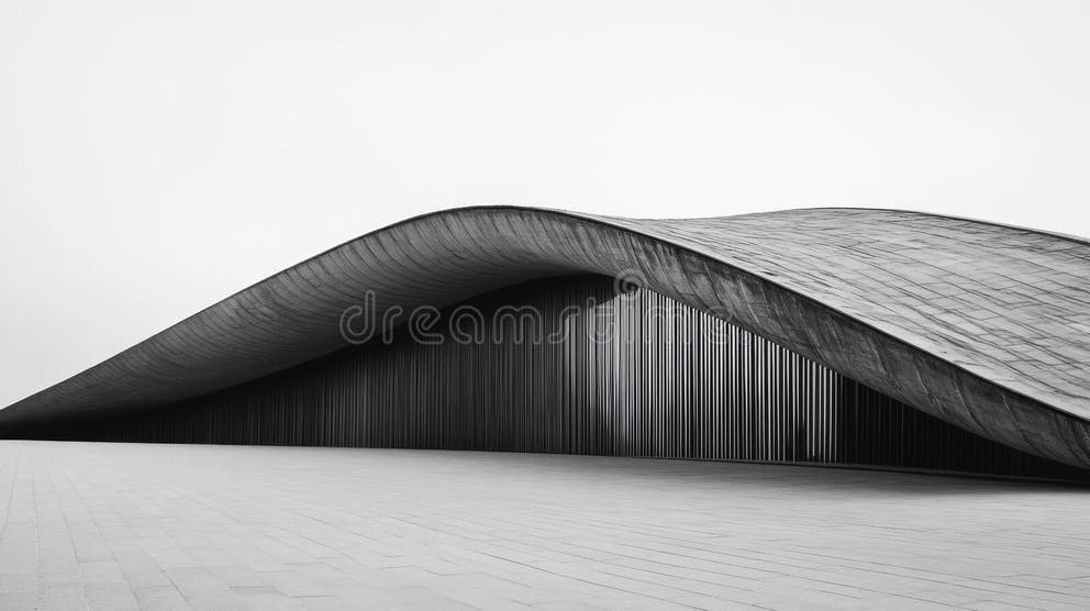Modern Architectural Structure with a Curved Concrete Roof Stock ...