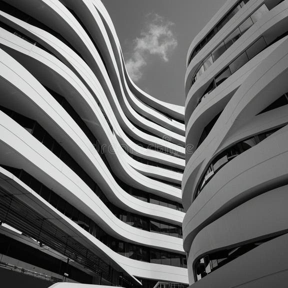 Modern Architectural Structure with Curved, Undulating Lines Creating a ...