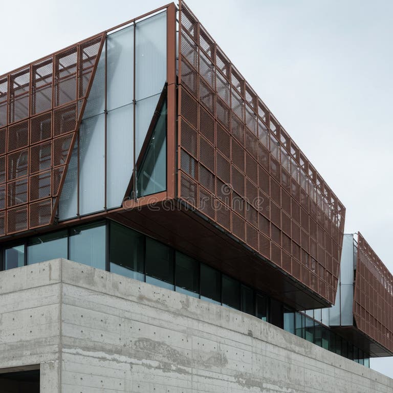 Modern Architectural Structure Featuring a Geometric Design with a ...