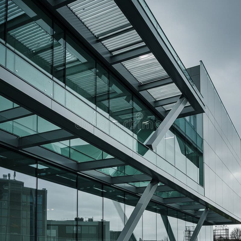 Modern Architectural Structure Featuring Large Glass Panels and Sleek ...