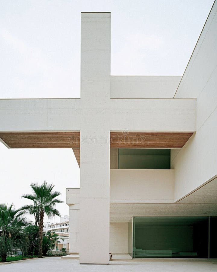 Modern Architectural Design with Cross-Shaped Pillar Stock Image ...