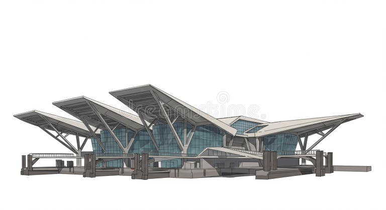 Modern Architectural Structure Featuring a Series of Large, Angular ...