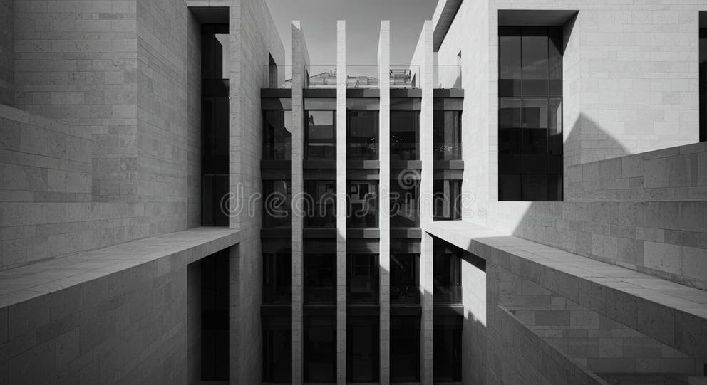 Modern Architectural Structure Featuring Tall, Slender Stone Pillars ...