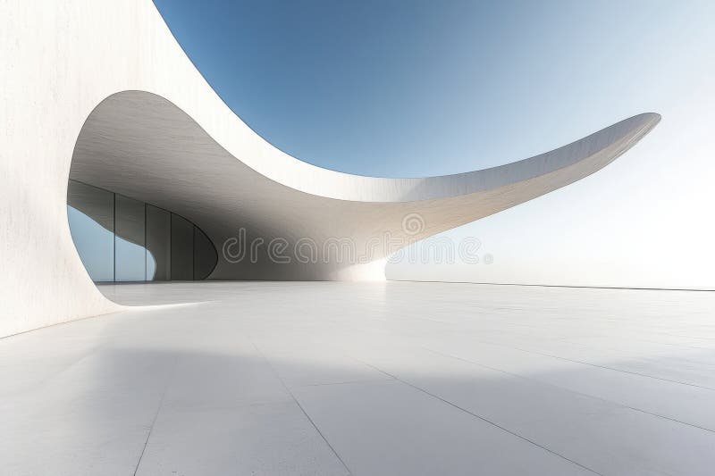 A Modern Architectural Structure with Flowing Lines and a Minimalist ...