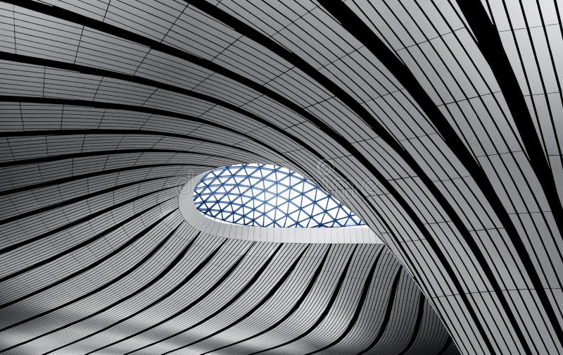 Modern Architectural Structure with Geometric and Curvilinear Pattern ...