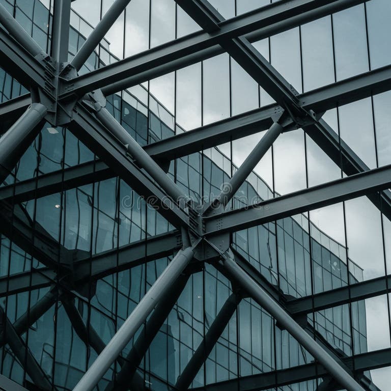 Modern Architectural Structure with Intersecting Steel Beams Forming an ...