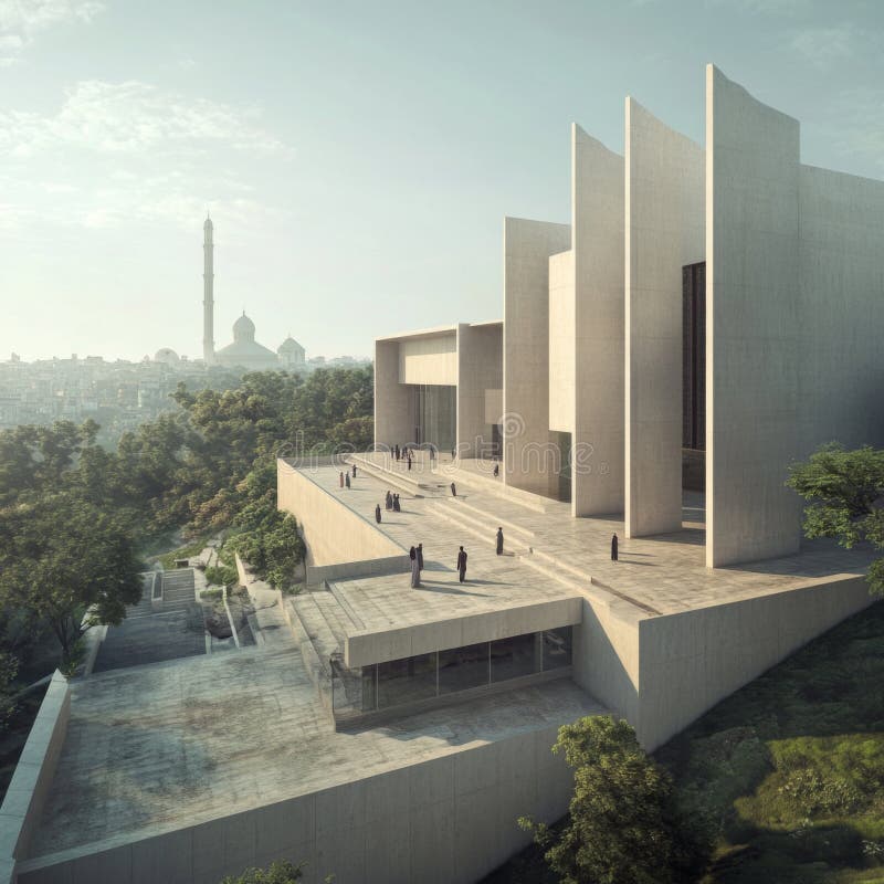 Modern Architectural Structure with Minimalist Design Amidst Lush ...