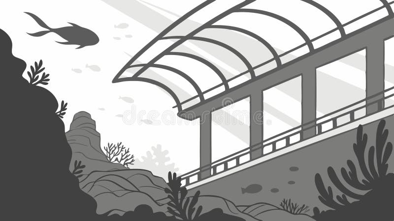 Modern Architectural Structure with Ocean View, Vector Design ...