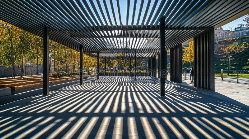 Modern Architectural Structure with Shadows in Urban Park. Stock ...