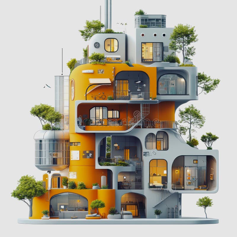 Modern Architectural Structure with Unique Design and Green Spaces ...