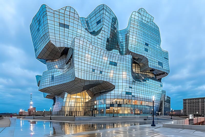 A Modern Architectural Structure with a Unique, Wavy Glass Facade ...