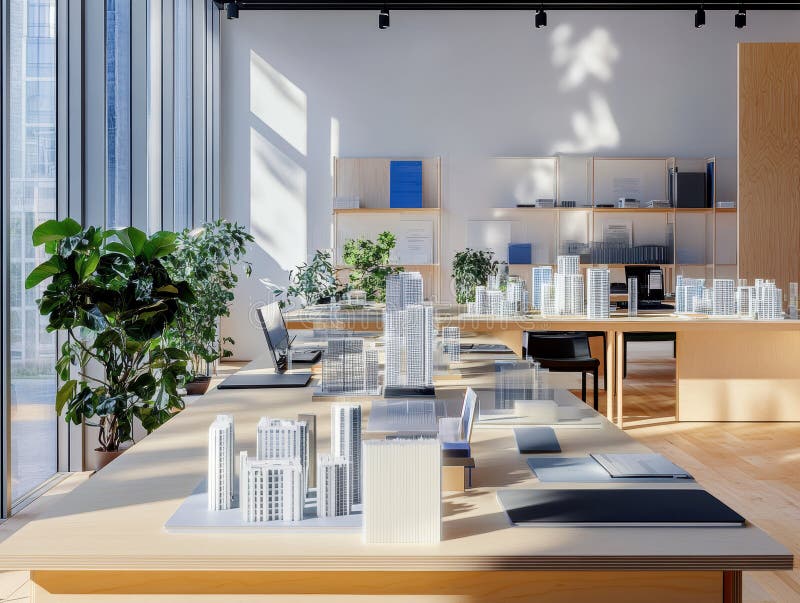 Modern Architectural Studio with Natural Light, Large Wooden Table ...