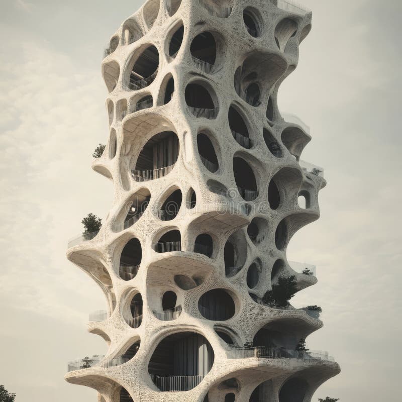 Modern Architectural Tower with Organic Design and Unique Form Stock ...