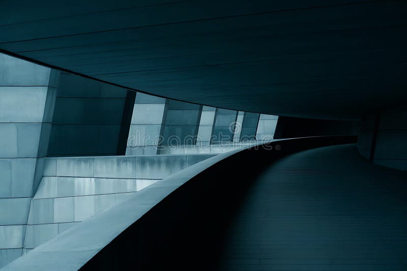 Modern Architectural Tunnel with Illuminated Panels and Curved Pathway ...