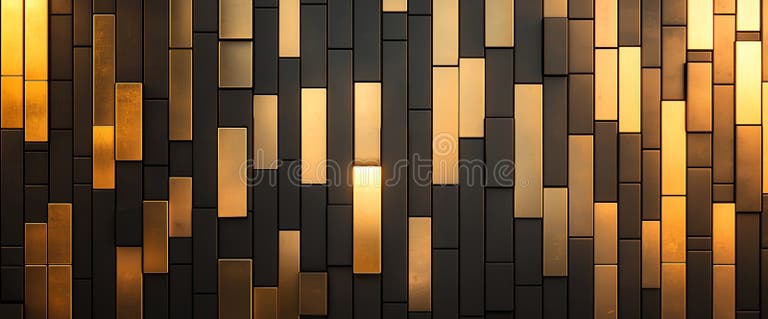 A Modern Architectural Wall Featuring a Striking Pattern of Golden and ...