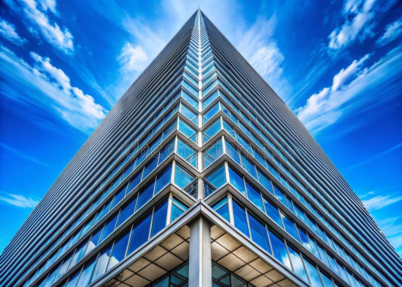 Modern Architecture Abstract Triangular Building Design Against a Clear ...