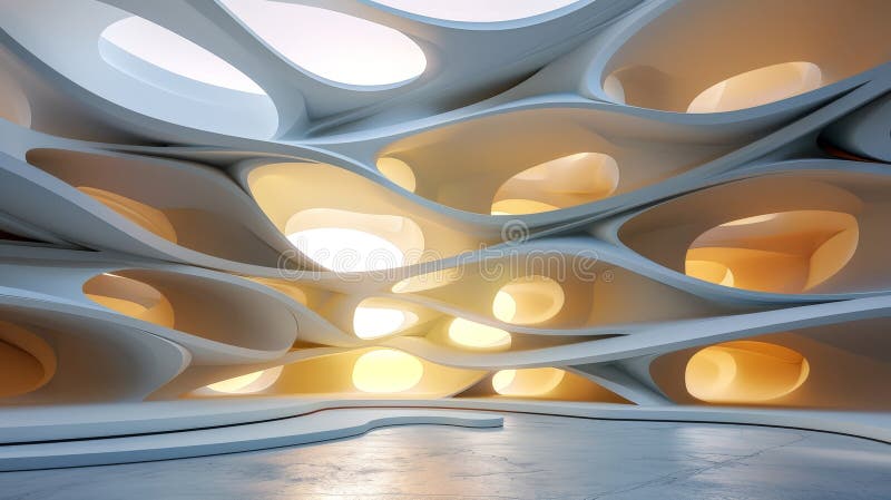 Modern Architecture Background, Abstract White Wavy Building ...