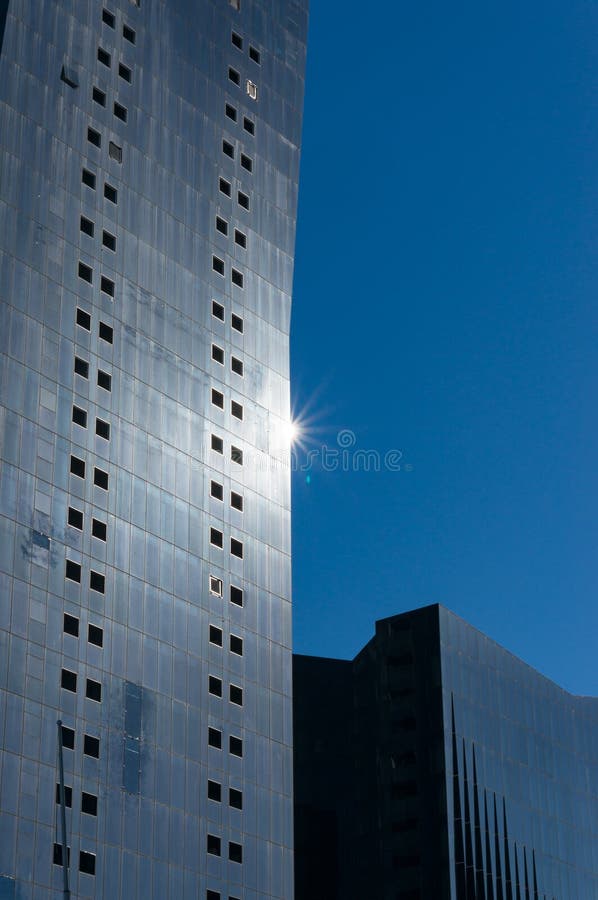 Modern Skyscraper Wall Texture with Glossy Reflection Stock Photo ...