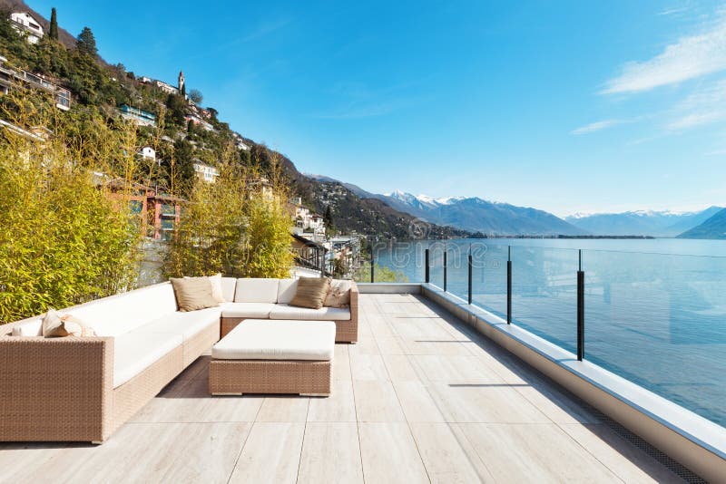 Modern Architecture, Beautiful Terrace Stock Photo - Image of apartment ...