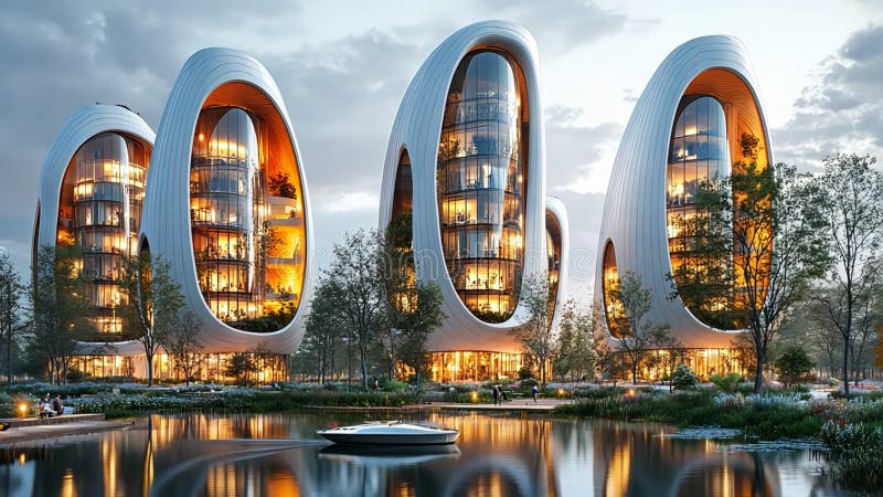 Modern Architecture Blends Organic Shapes and Large Glass Windows ...