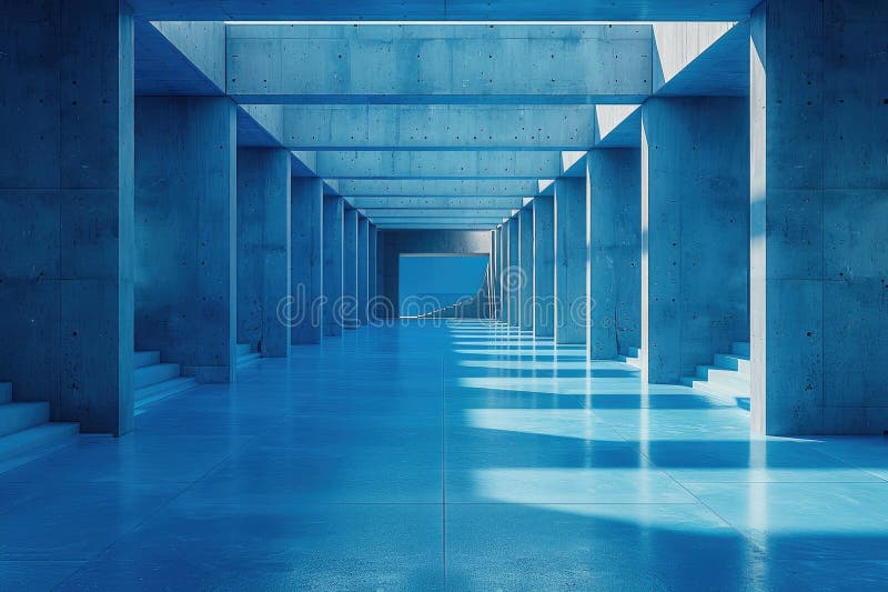 Modern Architecture: Blue Steel and Concrete Building Design. Stock ...