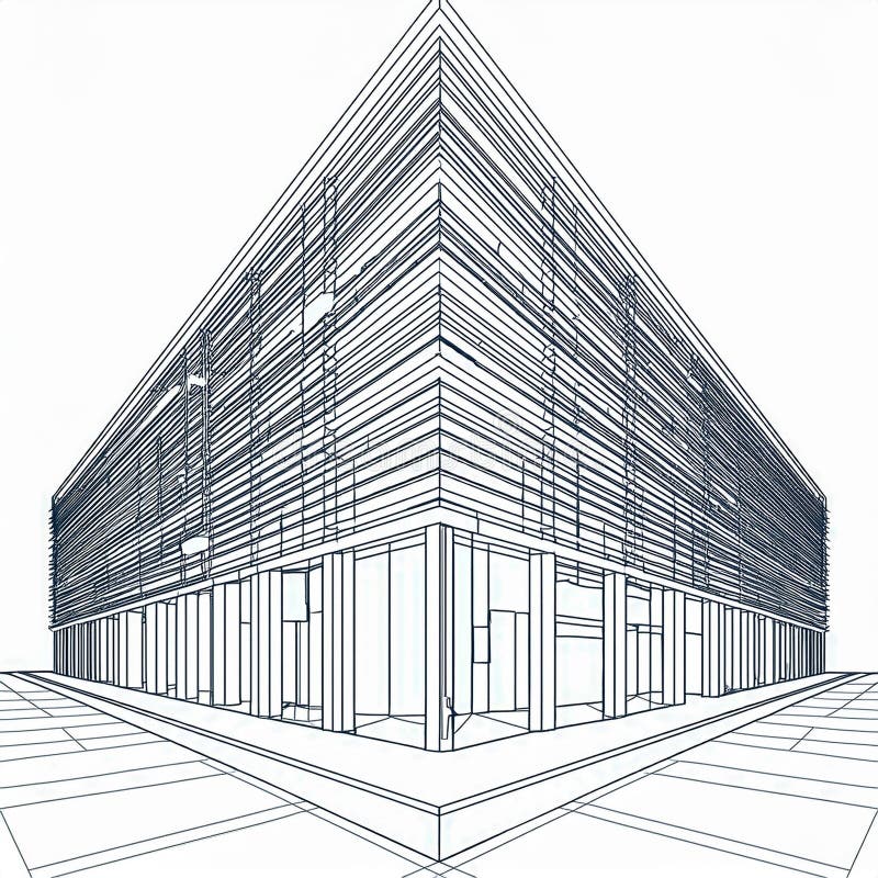 Modern Architecture Building Construction Perspective Design Sketch. AI ...