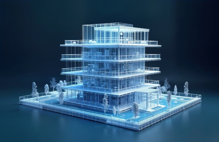 Modern Architecture Building Design Visualization. Detailed 3D ...