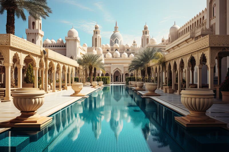 Modern Architecture Building Exterior City in Dubai Stock Illustration ...