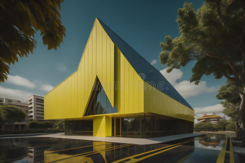 Modern Architecture in the City. Yellow Building Stock Illustration ...