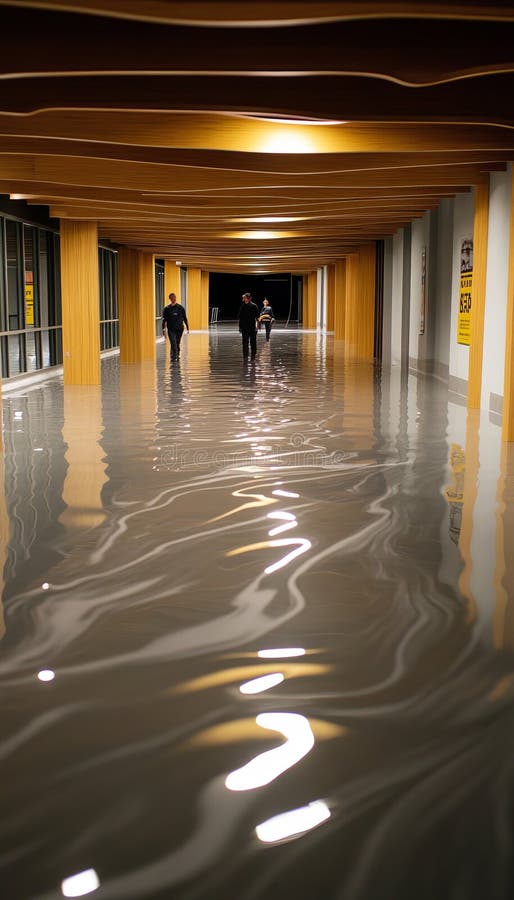 Modern Architecture Corridor Reflection, Empty Hallway with Shiny Floor ...