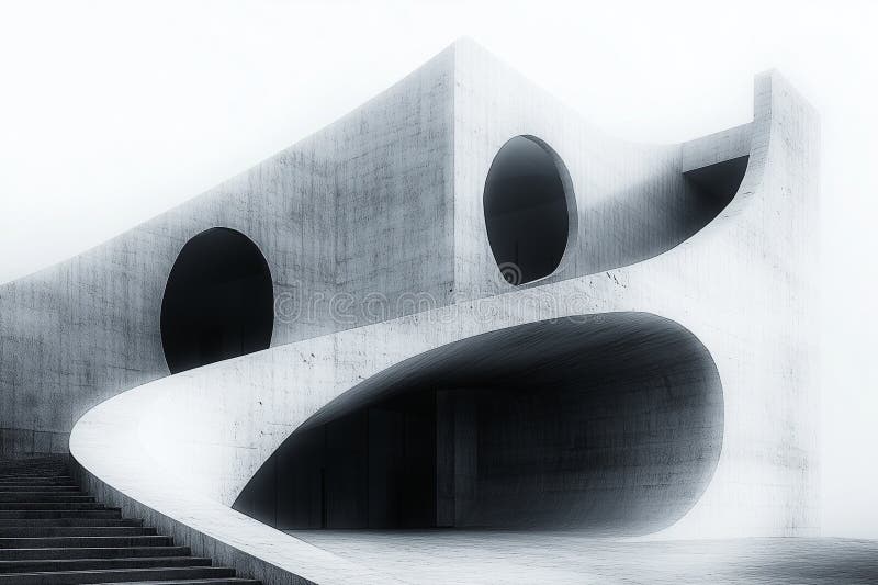 Modern Architecture with Curved Concrete Designs in a Minimalist ...