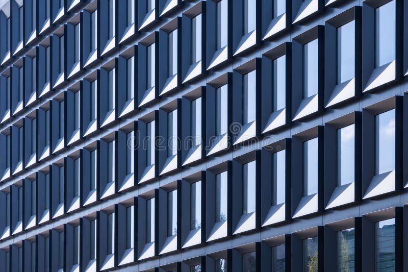 Modern Office Building Facade with Rectangular Windows Creating ...