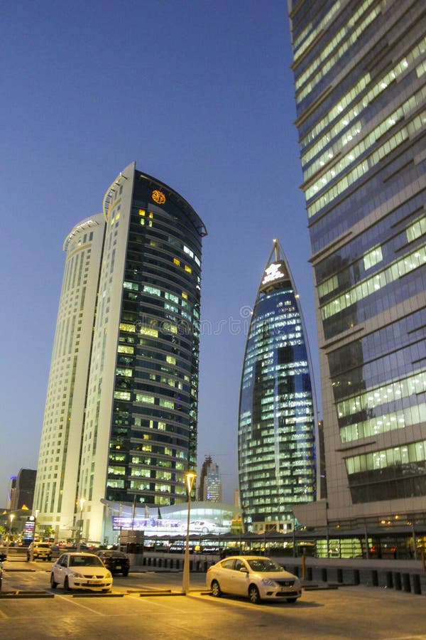 Modern Architecture in Doha at Night Editorial Image - Image of arabic ...