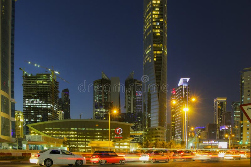 Modern Architecture in Doha at Night Editorial Photo - Image of east ...