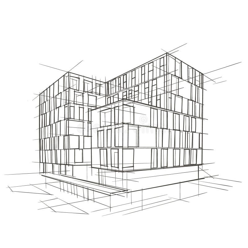 Modern Architecture Drawing. Stock Vector - Illustration of ...